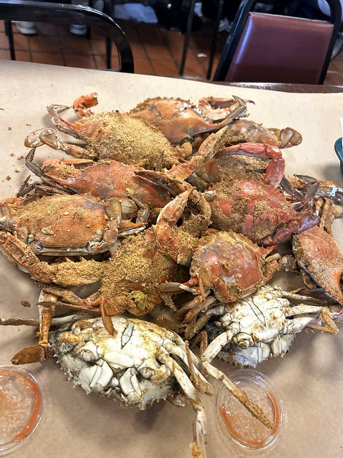 A pile of steamed blues covered in Old Bay &ndash; this is what Maryland dreams are made of.