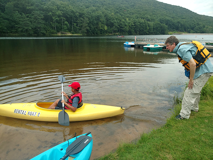 Launching day for young explorers! That moment when you realize your paddle skills don't quite match your enthusiasm for adventure.