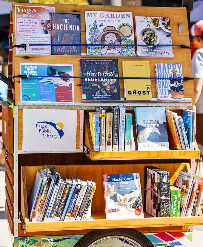 The market's mobile library stand offers everything from gardening wisdom to culinary inspiration&mdash;food for thought to accompany your food for stomach.