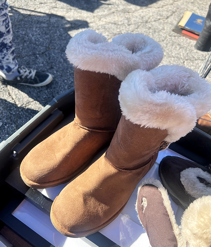 Cozy fashion finds that never go out of style. These sheepskin boots promise warm toes during chilly Midwest treasure hunts.