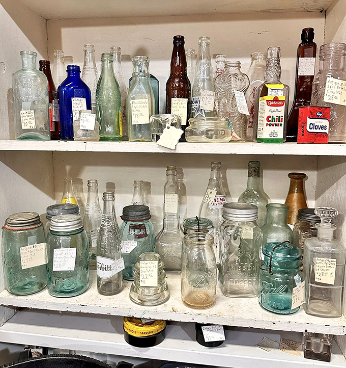 A rainbow of vintage bottles and jars&mdash;each one a tiny time capsule. That cobalt blue would make even Marie Kondo break her minimalist vows.