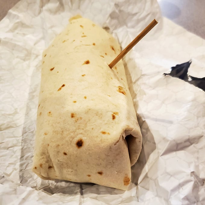 This breakfast burrito wrapped in a tortilla blanket is basically a hug for your stomach before noon hits.
