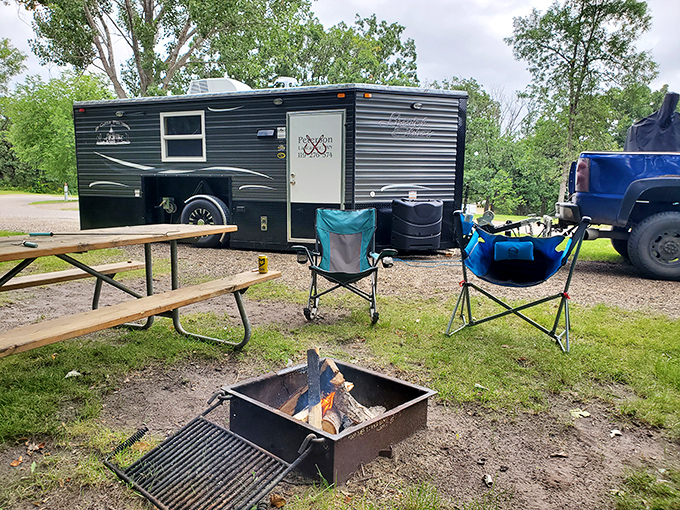 Camping nirvana: where s'mores are currency and stargazing replaces Netflix. The original "room with a view" comes with a fire pit included.