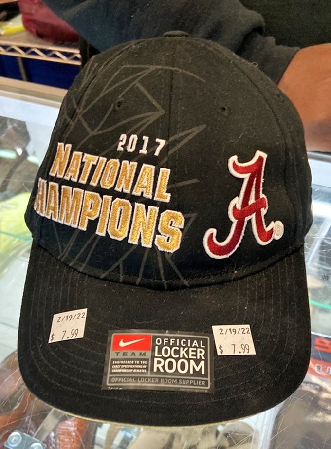 Sports memorabilia gold! This Alabama championship cap proves you never know what team treasures might be hiding in plain sight.