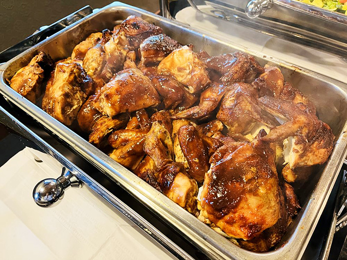 BBQ chicken so perfectly glazed, it looks like it's auditioning for a food magazine cover shoot. Smoky perfection in every bite.
