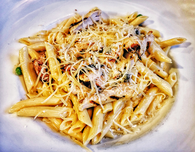 Pasta perfection that would make an Italian grandmother nod in approval&mdash;creamy, cheesy, and generous enough to ensure tomorrow's lunch is sorted.