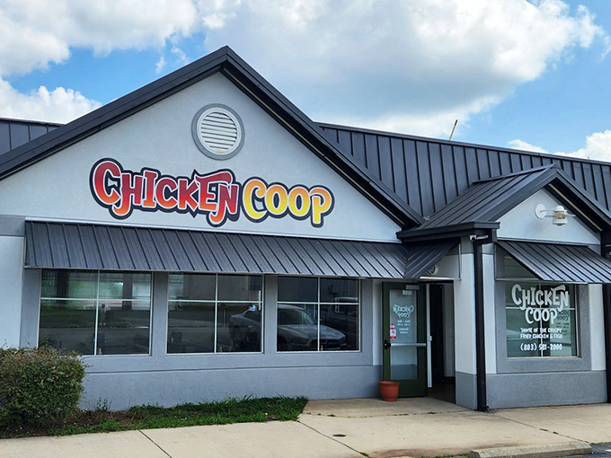 Chicken Coop: Not where hens live, but where humans flock for comfort food. The cheerful sign promises exactly what you'll get&mdash;no fancy pretense, just good eating.