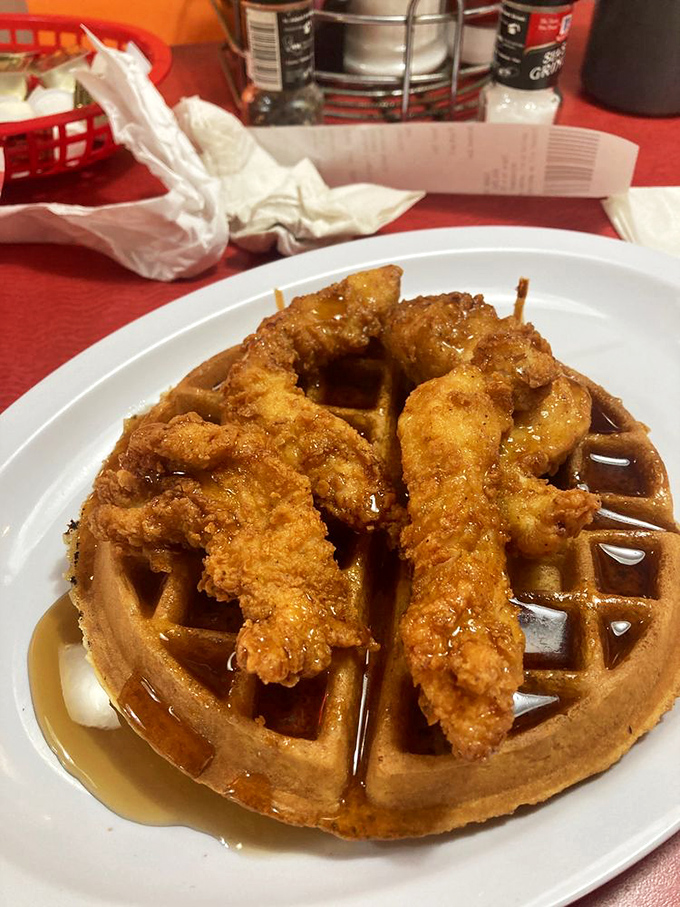 Whoever first decided to pair crispy chicken tenders with waffles deserves a Nobel Prize in breakfast innovation.