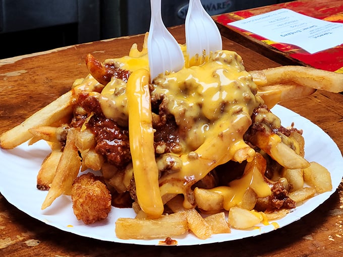 Chili cheese fries that require both fork and commitment&mdash;a golden mountain that makes you question why you'd eat potatoes any other way.