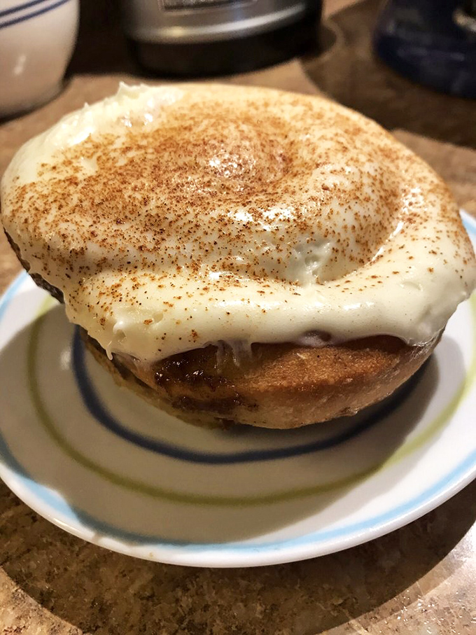 This cinnamon roll isn't just breakfast&mdash;it's therapy with frosting. The kind of morning companion that never asks why you're still in pajamas.