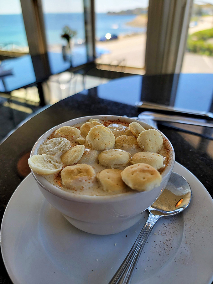 This clam chowder with oyster crackers floating like delicious life rafts isn't just soup&mdash;it's a warm hug in a bowl.