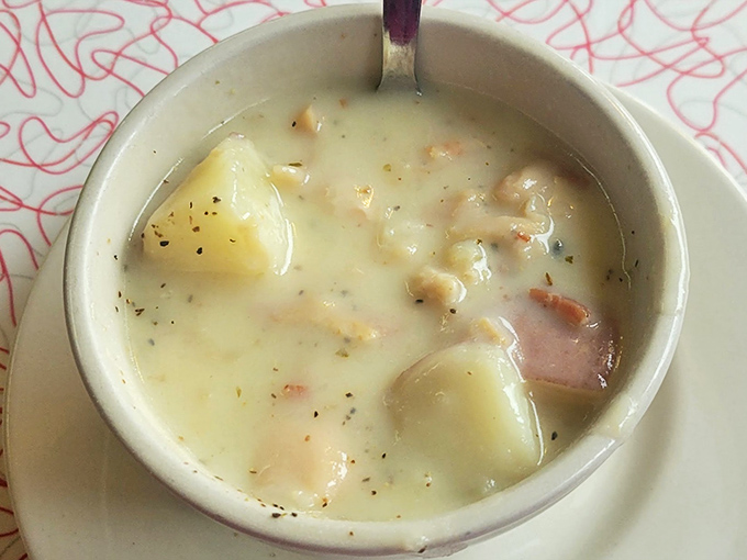 A bowl of New England in liquid form. This clam chowder doesn't just warm your body&mdash;it practically tells stories about the coast.
