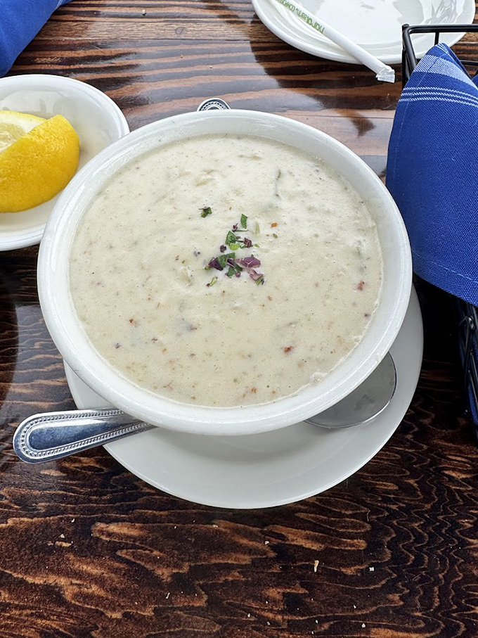A bowl of their legendary chowder is like a warm hug from the sea. Creamy, hearty, and studded with treasures from the deep.
