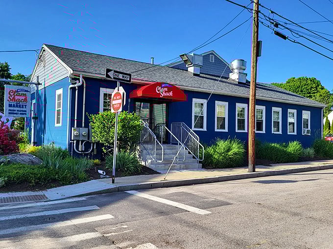 The Clam Shack's cheerful blue exterior promises seafood that tastes like it jumped from ocean to plate&mdash;the kind of place where calories don't count because you're "on vacation."