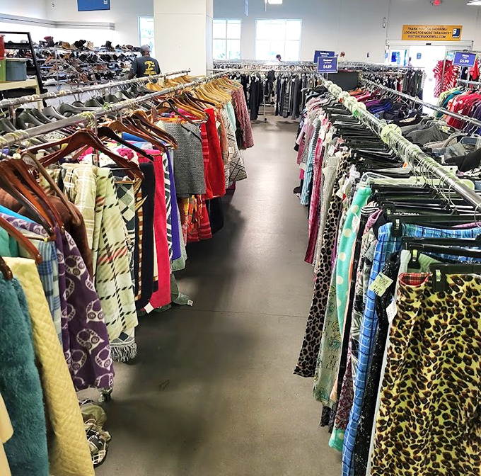 A kaleidoscope of patterns and colors that would make Joseph's technicolor dreamcoat look monochromatic. Each hanger holds a story waiting for its next chapter.