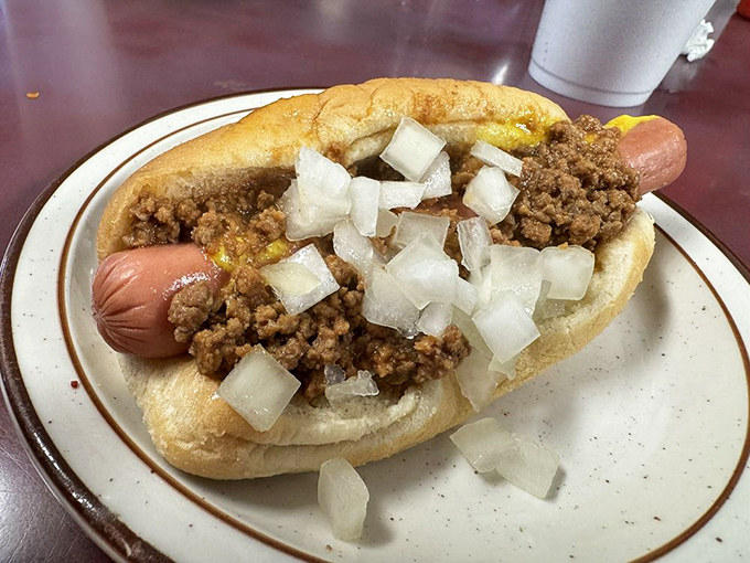 The Coney Dog at Powers doesn't just satisfy hunger—it creates memories with that perfect balance of snap, meat, and diced onion freshness.