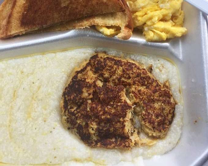 The crab cake arrives golden and glorious, proving that good things come to those who wait (briefly).