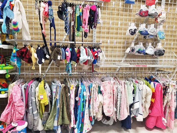 Baby clothes galore! Tiny garments with plenty of life left hang expectantly, waiting for the next generation of Rhode Island's smallest residents.