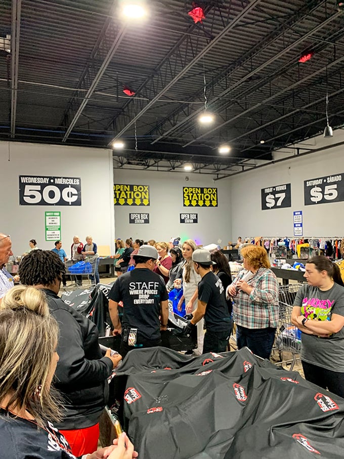 Organized chaos at its finest &ndash; where treasure hunters become champions of the bargain bin.