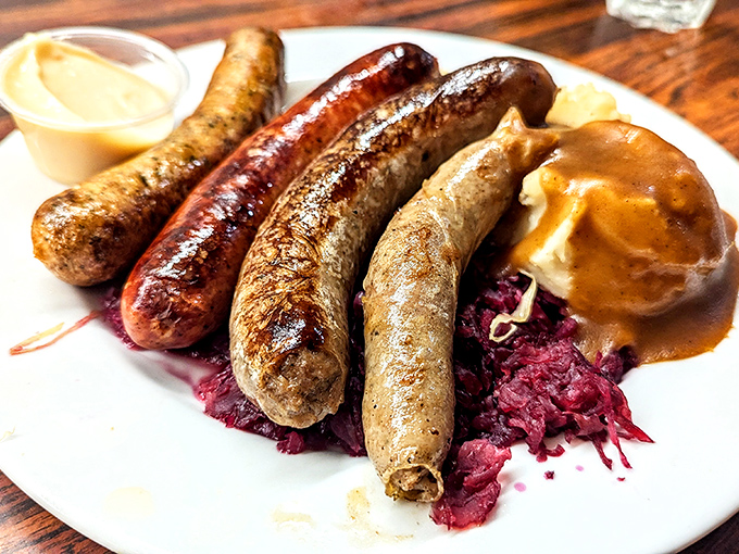 Danish sausages nestled with red cabbage – proof that Vikings really knew their way around comfort food.