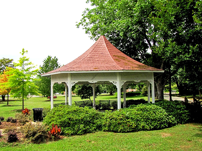 This picturesque gazebo in the public square could be straight from a Hallmark movie set, minus the predictable plot twists.