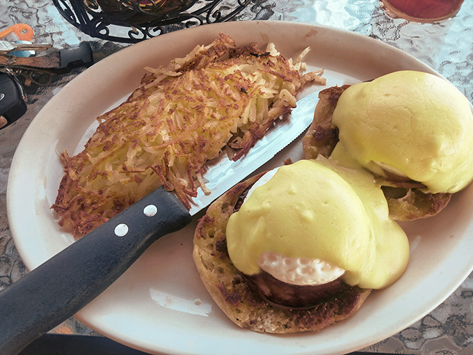Eggs Benedict done right, with hollandaise so velvety it should come with a warning label for the lactose-intolerant.
