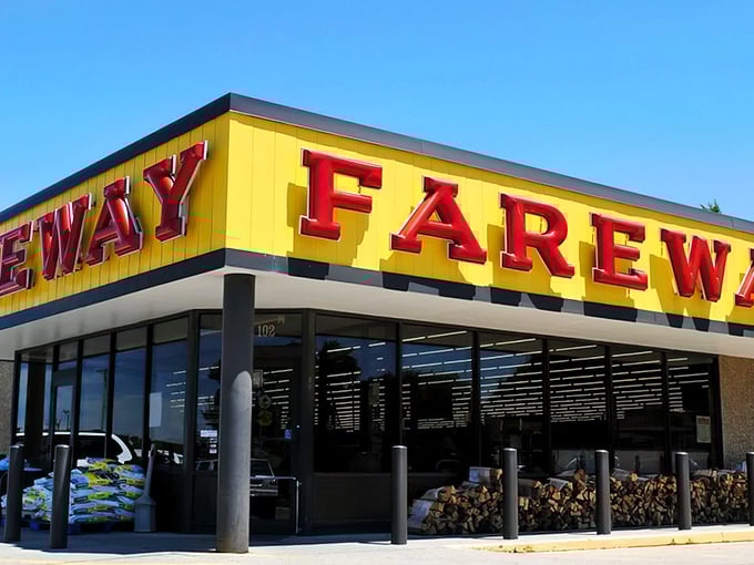 Fareway's bright yellow sign isn't just a grocery store marker&mdash;it's a symbol of Midwest practicality where your dollar stretches further than your shopping list. 