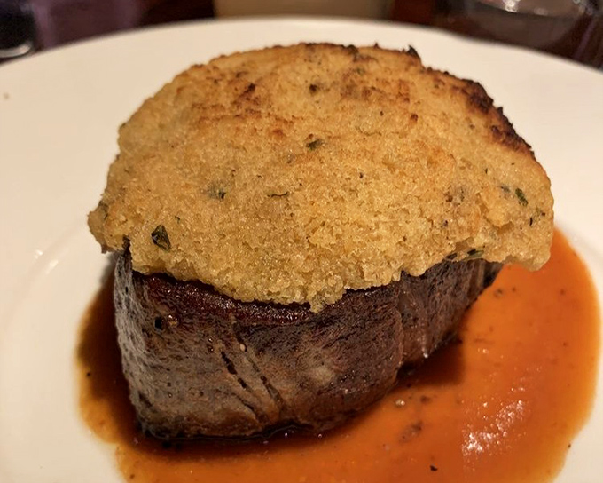 This isn't just steak&mdash;it's a masterclass in crust development, topped with a golden crown that would make any carnivore weak at the knees.