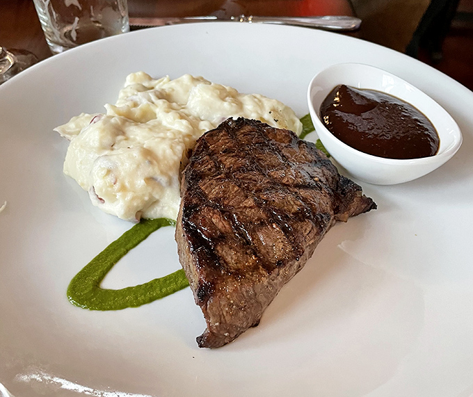 This filet mignon's cross-hatched grill marks aren't just for show—they're flavor geography, mapping out a journey your taste buds are eager to take.