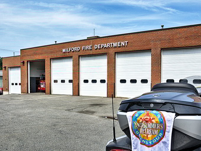 The fire department's pristine garage doors hide heroes-in-waiting, ready to respond faster than you can say "I swear I was watching that pan." 