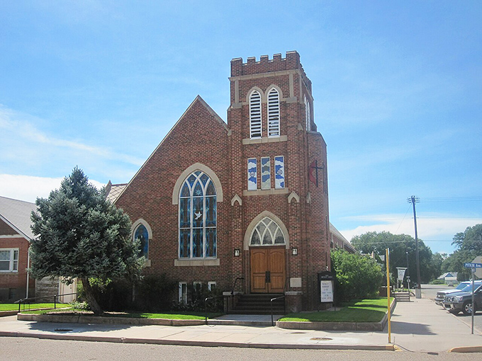 The First Methodist Church's brick facade and stained glass windows have witnessed generations of Fowler residents marking life's most significant moments together.