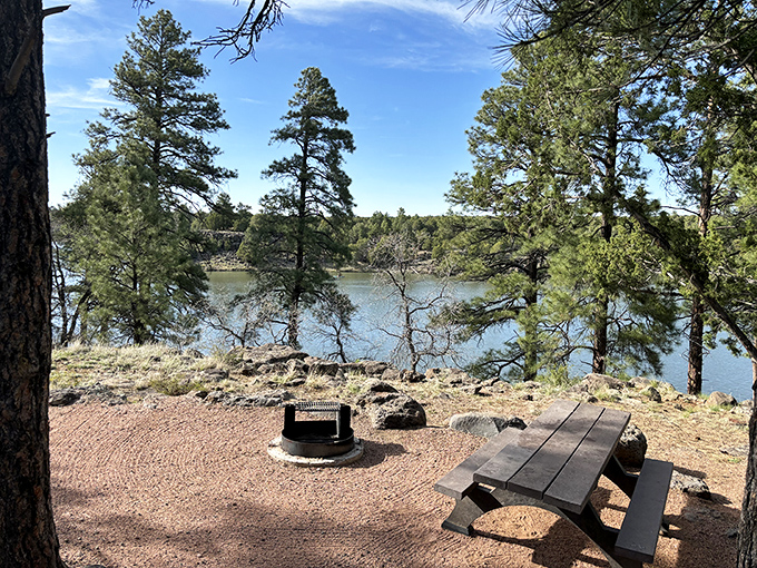 At Fool Hollow Lake, a simple picnic table and fire ring become five-star accommodations when paired with that million-dollar view no retirement portfolio could buy.