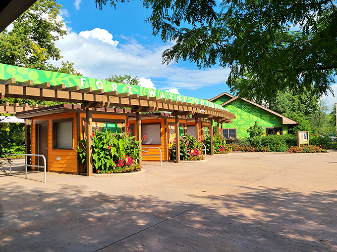 The Fort Wayne Children's Zoo entrance welcomes visitors of all ages to discover exotic animals without the exotic airfare.