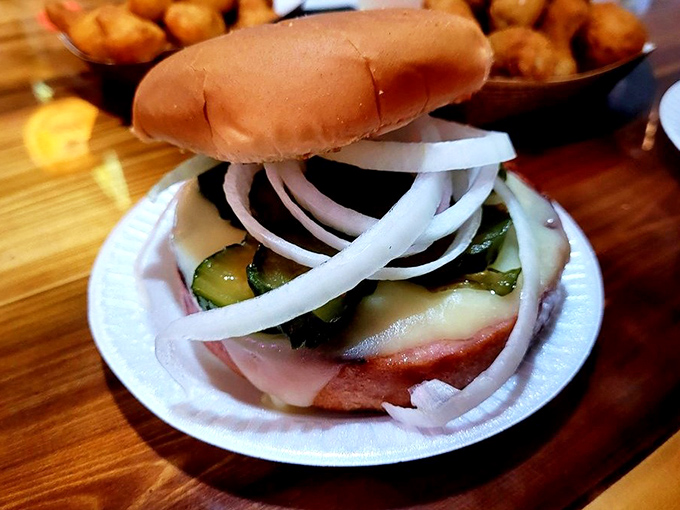 The legendary bologna sandwich in all its glory&mdash;thick-cut meat, pickles, onions, and cheese. Simplicity that borders on genius.