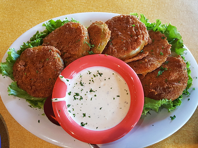 Fried green tomatoes with creamy sauce&mdash;proof that Fannie Flagg knew exactly what she was talking about all those years ago.