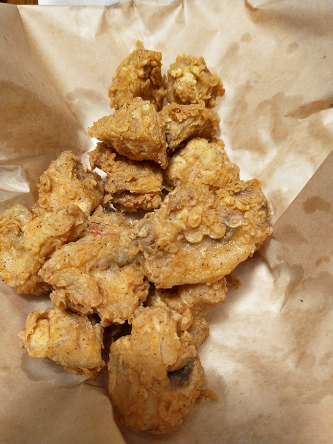 Golden-fried mushroom bites that crunch like autumn leaves &ndash; except these leaves make you smile instead of rake.