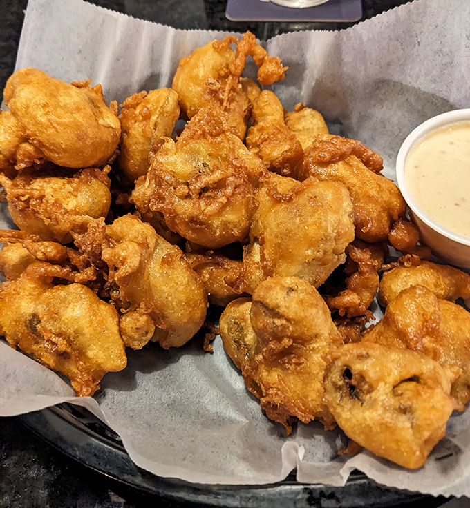 These beer-battered mushrooms are the kind of appetizer that starts fights over the last piece at your table, and rightfully so.