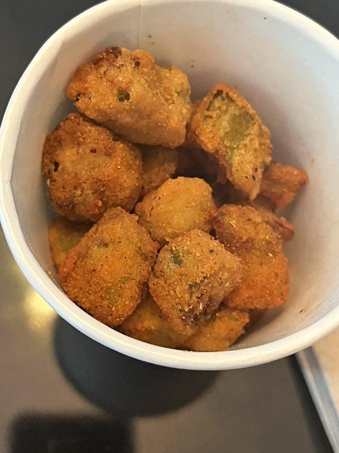 Fried okra that transforms the sometimes-controversial vegetable into addictive golden nuggets. Even okra skeptics become believers after one bite.