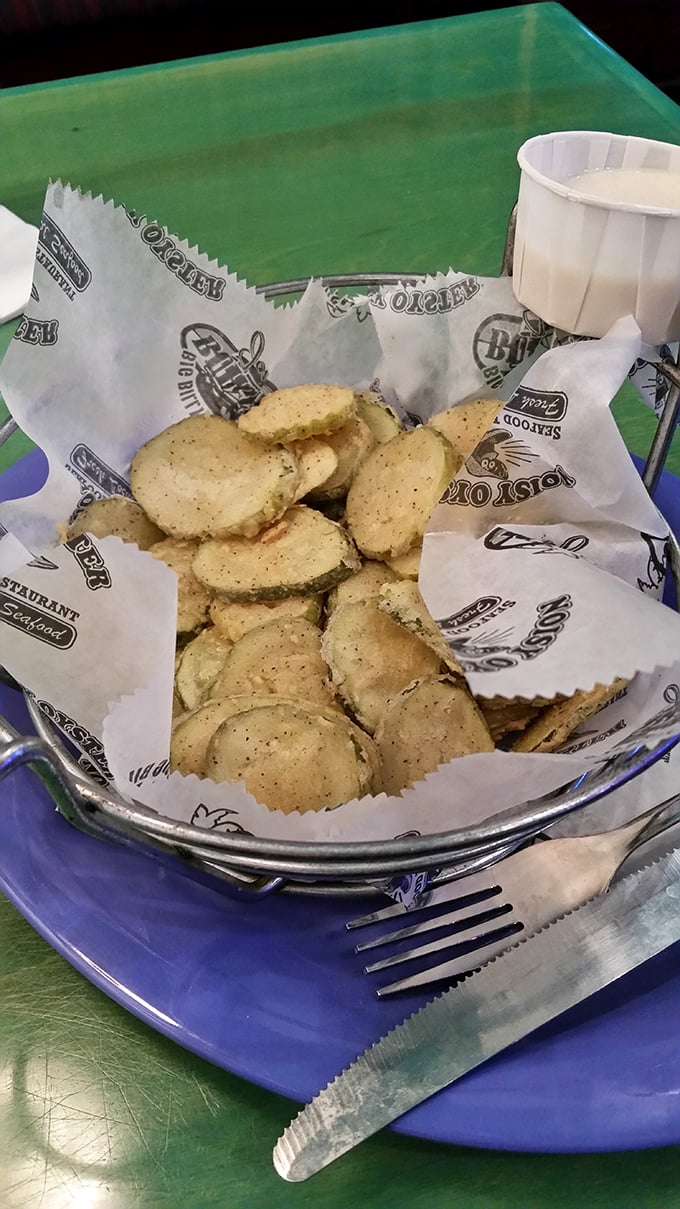 These aren't your average pickles &ndash; they're crispy, seasoned discs of tangy delight that'll make you question why anyone serves them raw.