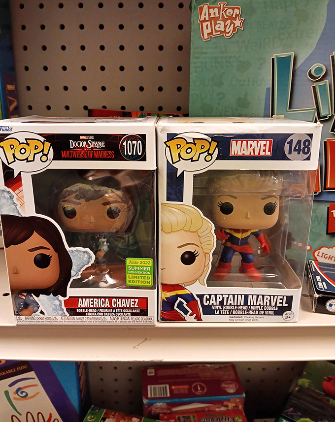 Pop culture collectibles abound! Marvel fans and collectors can score limited edition Funko Pop figures for a fraction of comic shop prices.