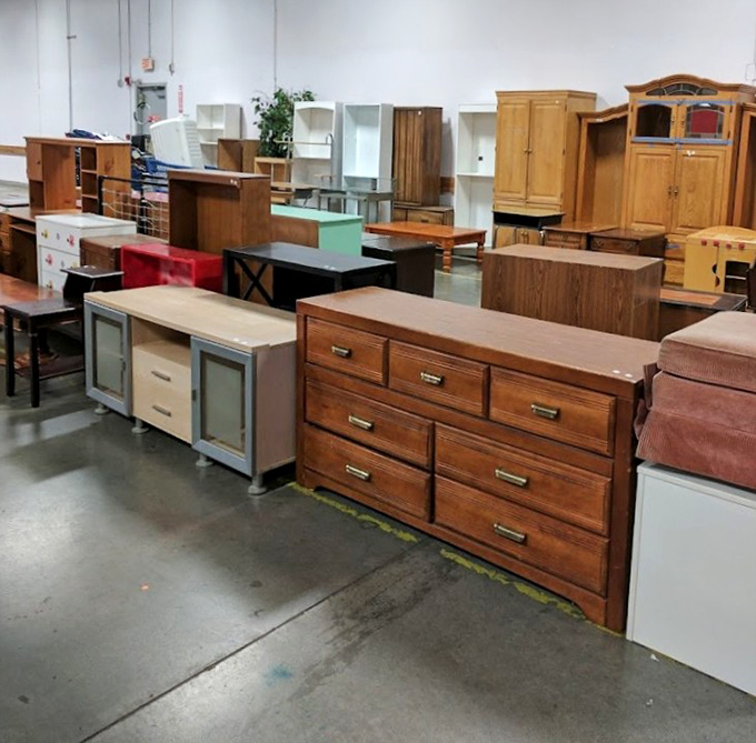 Furniture island &ndash; where yesterday's living rooms await tomorrow's homes. That solid oak dresser costs less than the screws you'd need to build one yourself. 