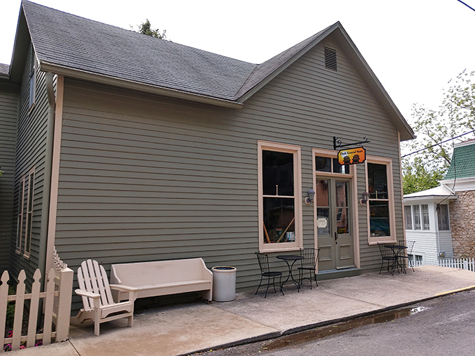This unassuming storefront with its welcoming porch is quintessential Elsah &ndash; where simplicity and functionality create accidental perfection.