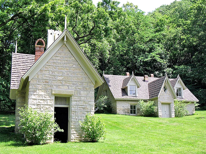 These limestone outbuildings at Nelson Dewey State Park look like they're waiting for Laura Ingalls Wilder to come skipping around the corner.