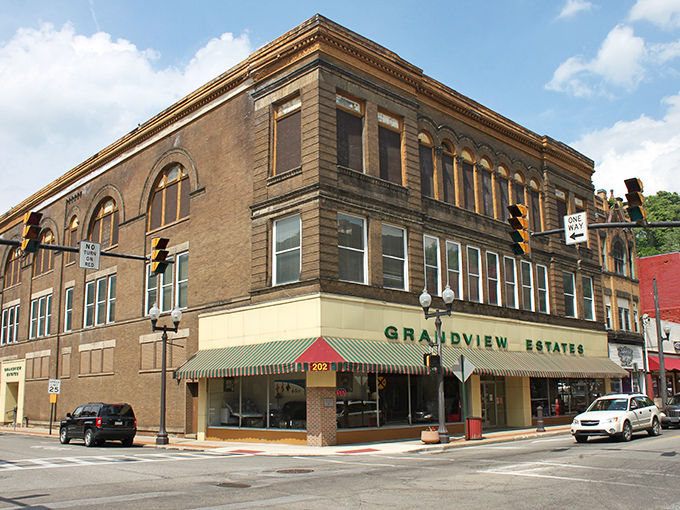 Grandview Estates occupies a corner building that's seen a century of Oil City history. Those arched windows upstairs have witnessed the town's booms, busts, and everything between.