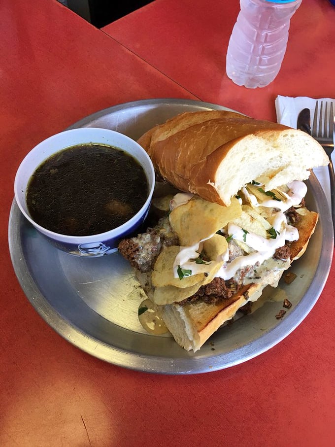This sandwich and soup combo isn't just lunch&mdash;it's diplomacy between two culinary planets that rarely share the same orbit.
