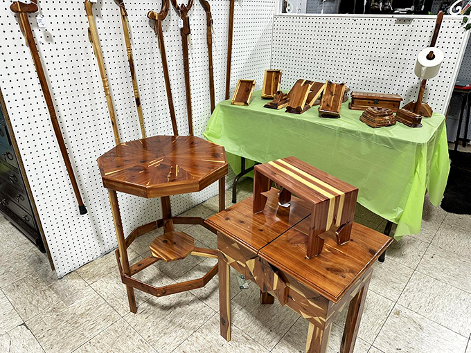 Handcrafted wooden furniture that whispers "heirloom" rather than screams "assembly required." Each grain tells a different story.