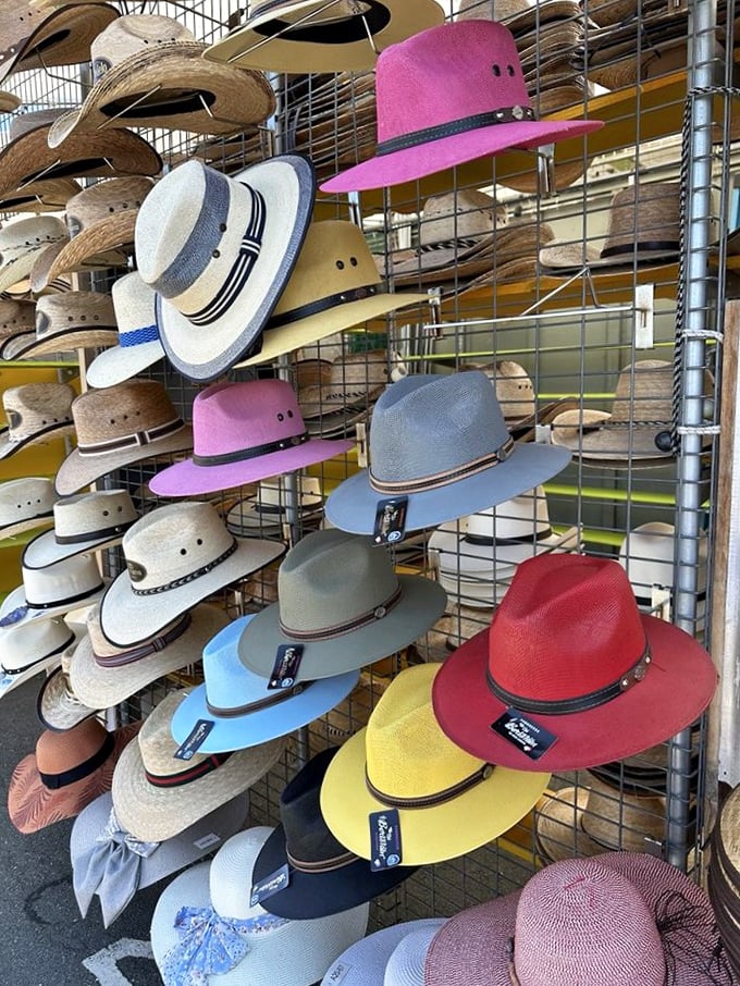 Hat heaven for the fashion-forward and sun-conscious alike. From cowboy cool to beach-ready brims, your next personality statement is hanging right here.