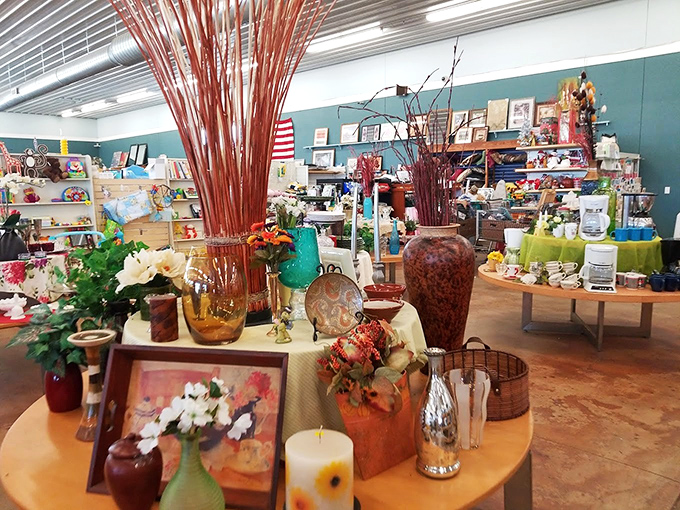 Home d&eacute;cor that spans decades and design movements&mdash;those tall red reeds would make even the most minimalist apartment feel like it has a story to tell.