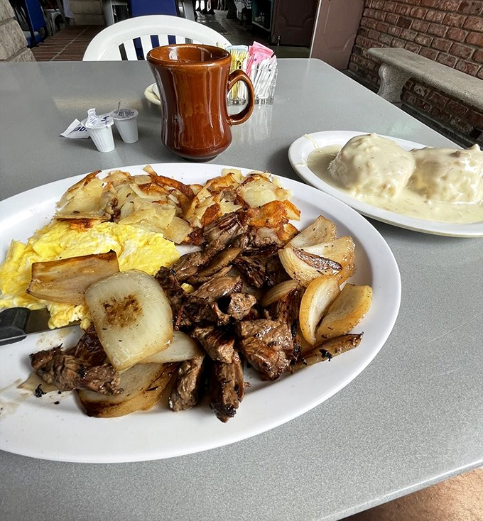 Steak and eggs – the breakfast of champions, or at least the breakfast of people who plan to skip lunch and possibly dinner too.