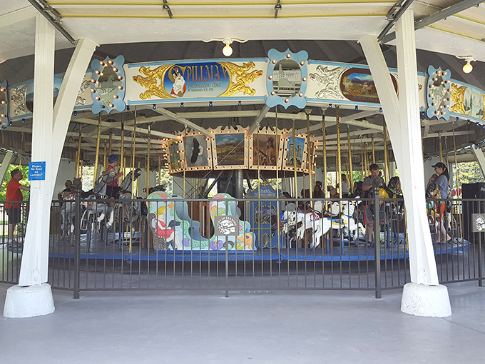 The Idaho Centennial Carousel spins with nostalgic charm, offering rides that cost tokens instead of requiring a second mortgage.